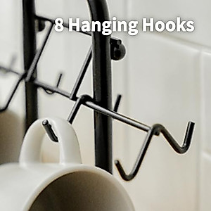 ikloo Metal Small Coffee Cup Stand, Tabletop Coffee Cup Rack Holder, Drying Display Rack, Coffee bar Accessories, Kitchen Counter Organizer, Tea Cup Rack Stand, Cup Rack for Counter Black.