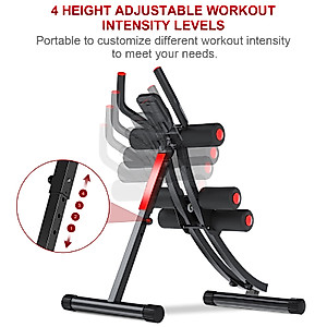 KESHWELL Ab Machine,Abs Workout Equipment for Home Gym,Whole Body Workout Waist Trainer for Women,Adjustable Abdominal Cruncher,Foldable Core Abs Exercise Machine with Resistance Bands&LCD Display