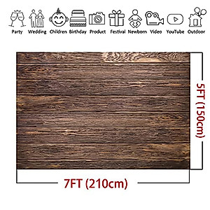 LYWYGG 7x5ft Thin Vinyl Brown Wood Backdrop Photographers Retro Wood Wall Background Cloth Seamless CP-19
