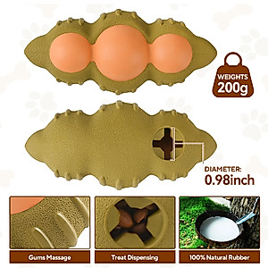 LIFLIX Interactive Treat Dispensing Dog Toy, Durable Rubber Dog Enrichment Toys, Teeth Cleaning Dog Puzzle Chew Toy for Small Medium Large Dogs, Green Soybean Shape