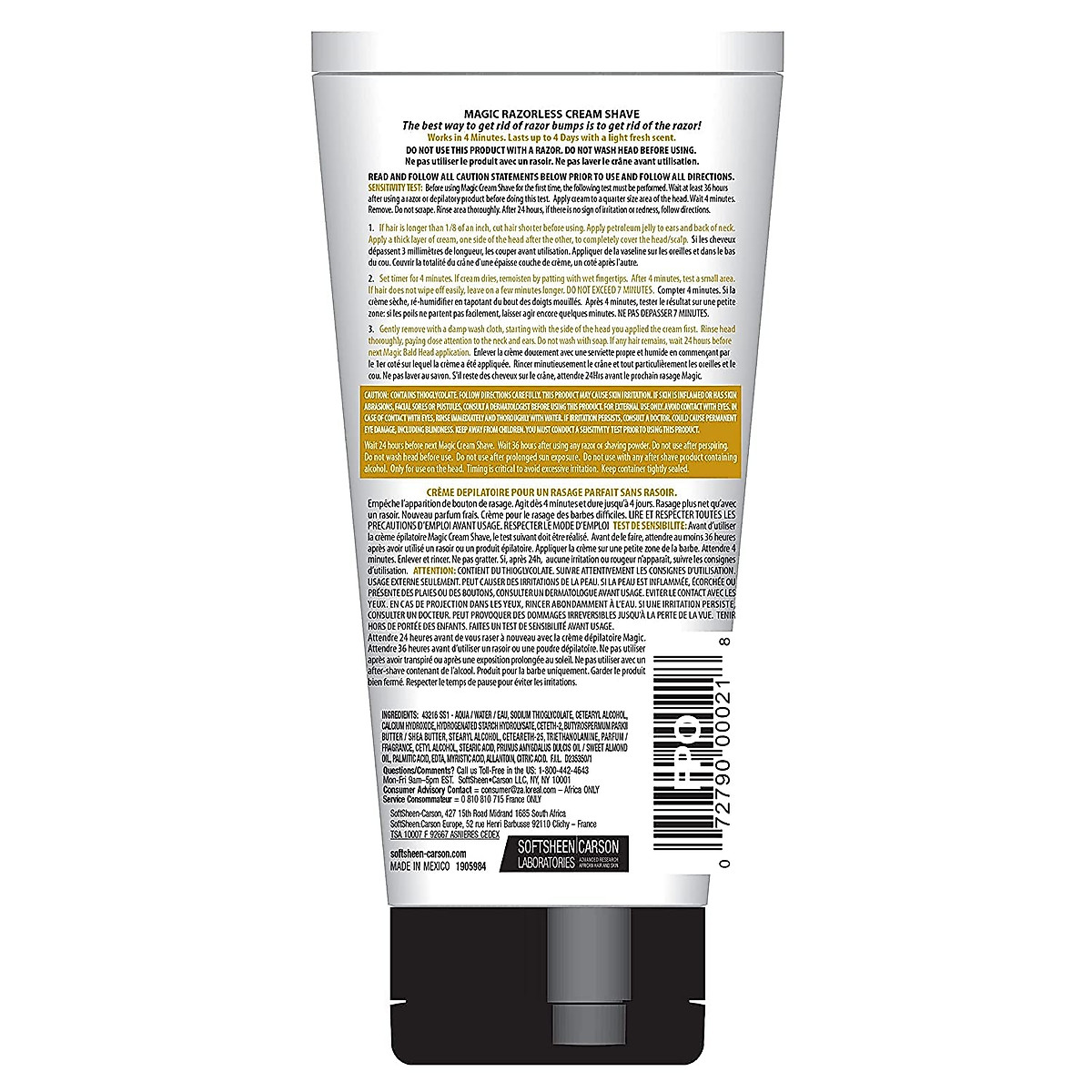 Magic Razorless Cream Shave, Bald Head Smooth Head Maintenance, Light Fresh Scent 6 oz