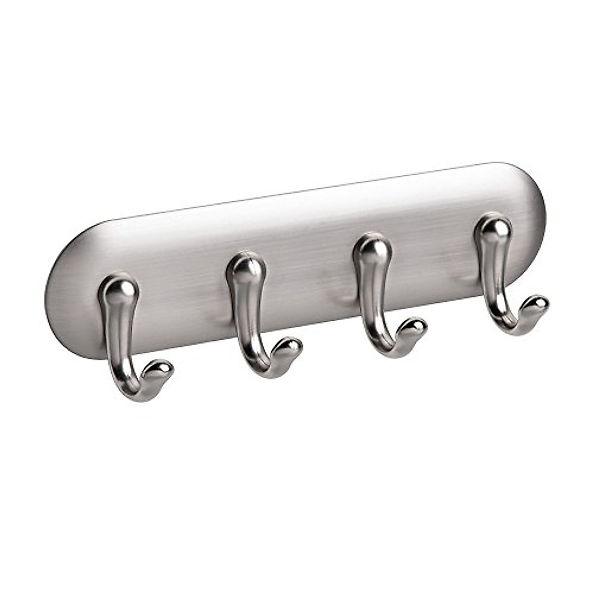 iDesign York Adhesive Backed Key Holder for Wall, 1.5" x 7" x 5.5", Brushed Stainless Steel