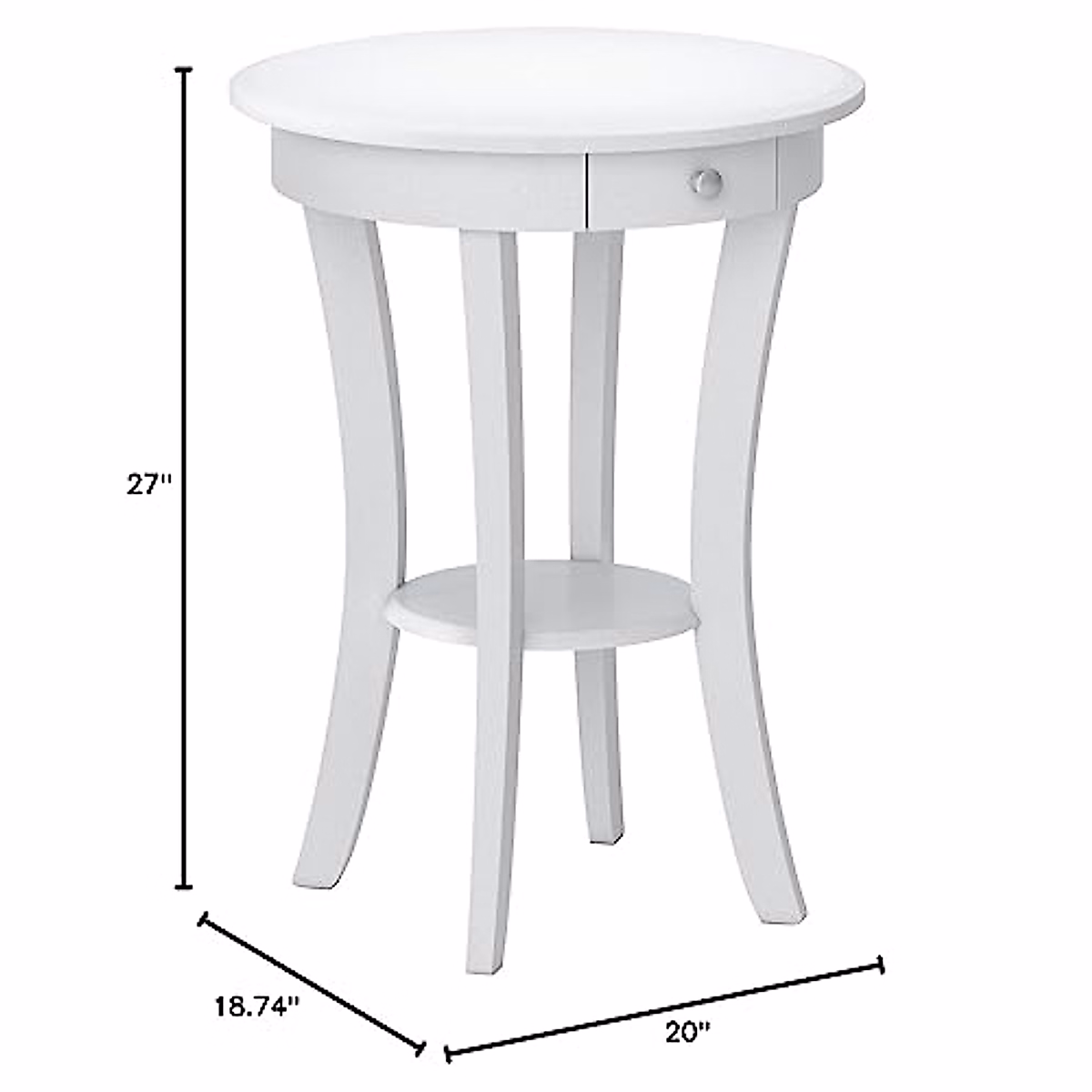 Winsome Wood Sasha Accent Table, White, 20 inches