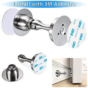 Sumnacon Magnetic Door Stopper, Heavy Duty Stainless Steel Door Stop Holder Come with 3M Double-Sided Adhesive Tape & Hardware Screws,Install with Adhesive Tape Or Screws On Floor Wall (Silver)