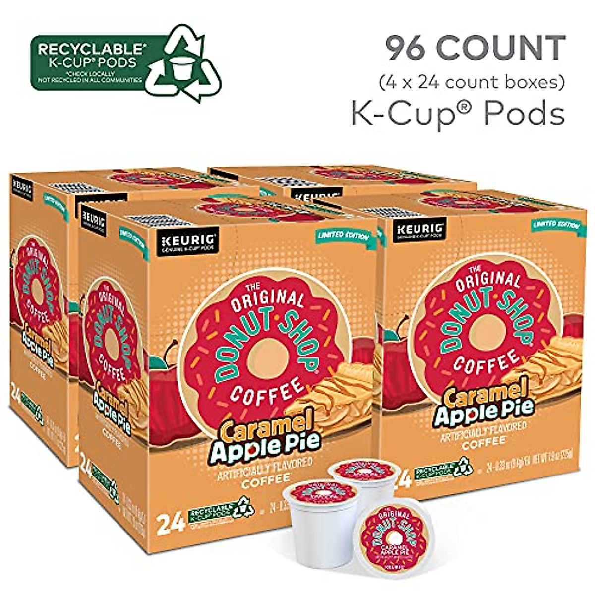 The Original Donut Shop Caramel Apple Pie Coffee, Keurig K-Cup Pod, Light Roast, 96 Count
