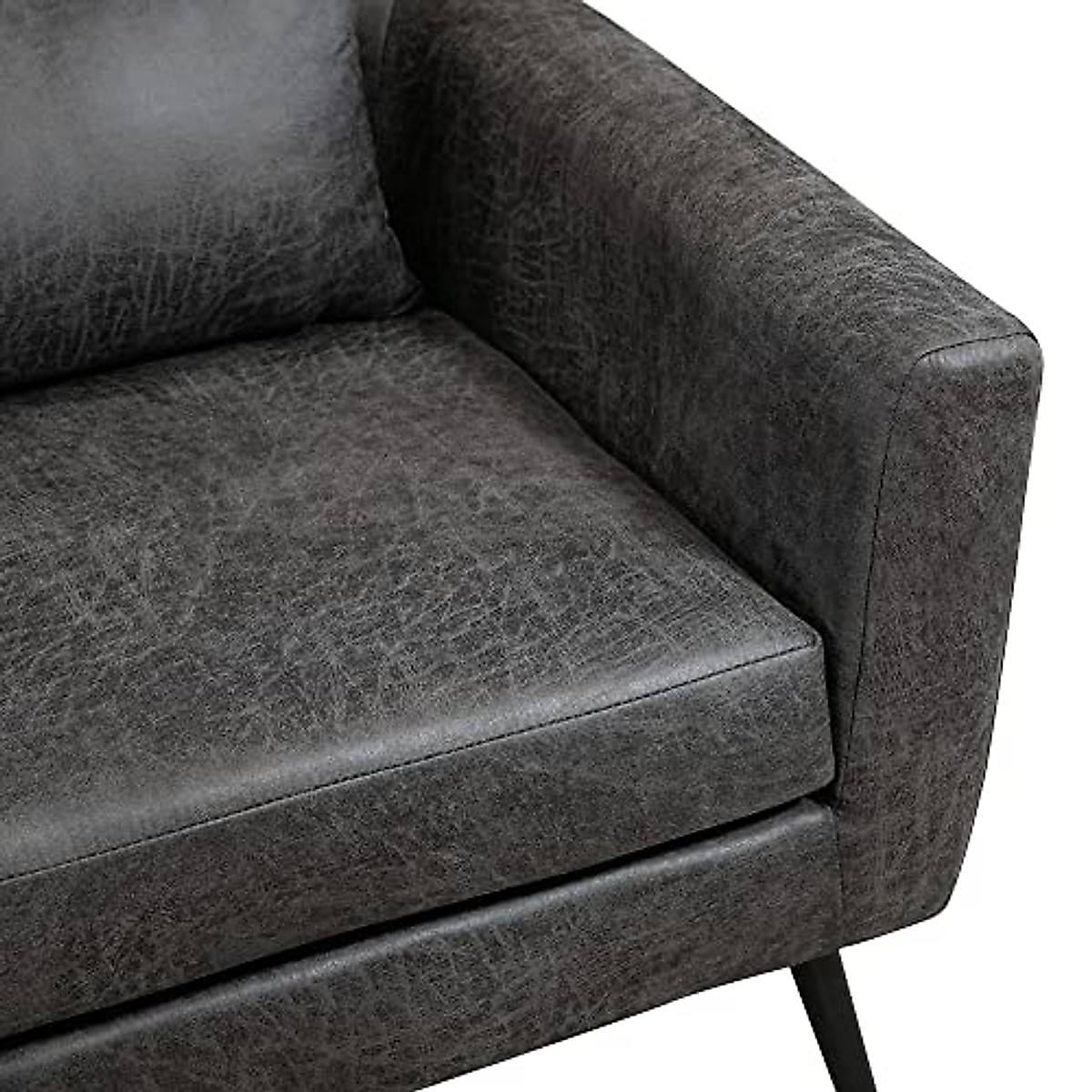 HomSof Modern Chenille Loveseat Small Mini Room Couch Two-Seater Sofa with 2 Throw Pillows Gold Metal Legs, Valley Gray/Bronzing Cloth