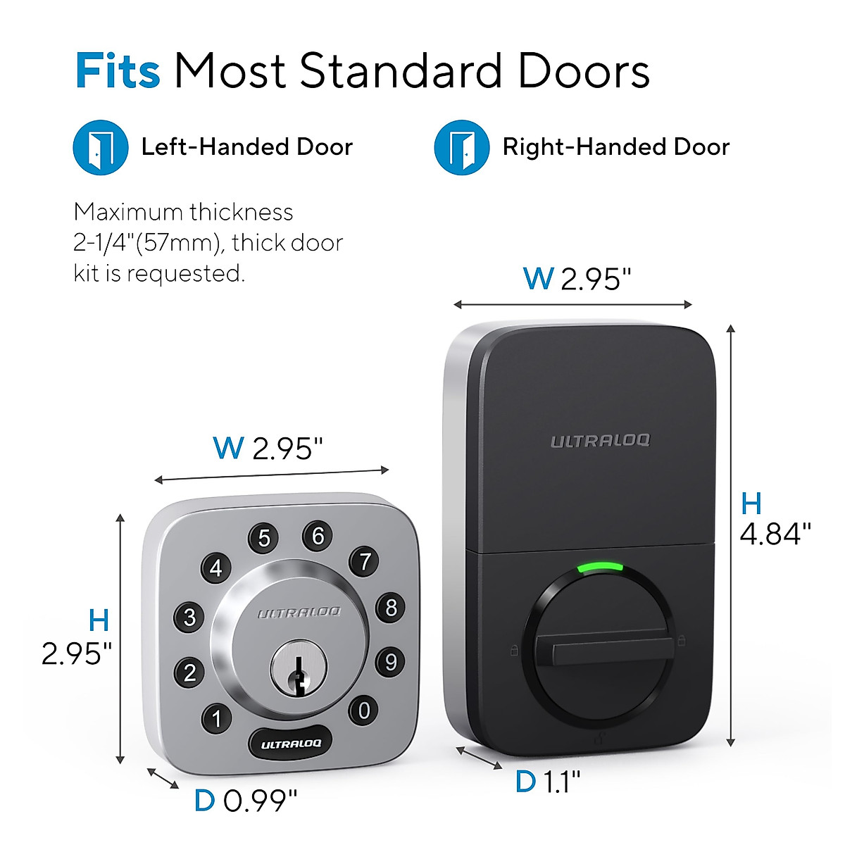 ULTRALOQ U-Bolt Smart Lock with Bridge WiFi Adaptor, 5-in-1 Keyless Entry Door Lock with WiFi, Bluetooth and Keypad, Smart Door Lock Front Door- Satin Nickel