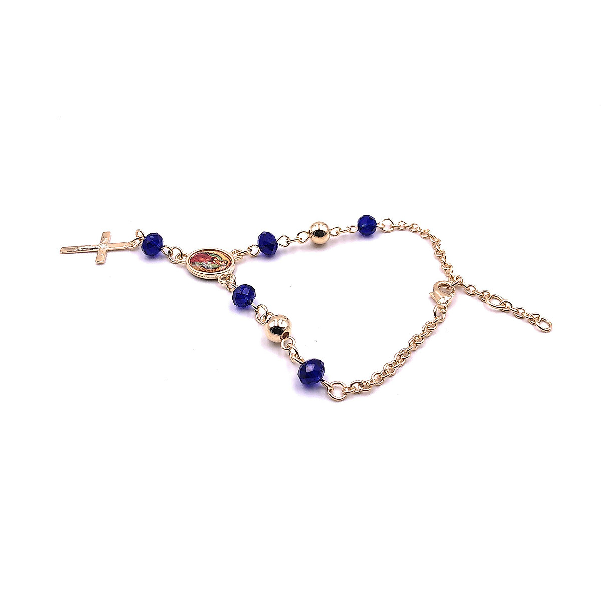 Small Rosary Bracelet Virgen de Guadalupe and Crucifix Pendant