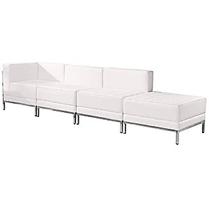 Flash Furniture HERCULES Imagination Series White LeatherSoft 4 Piece Chair & Ottoman Set
