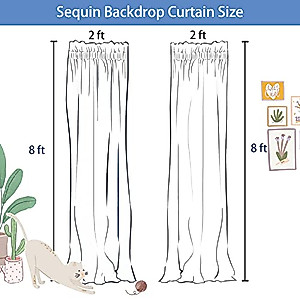 Hahuho Black Sequin Backdrop Curtain, 2PCS 2FTx8FT Glitter Backdrop Curtain for Parties, Christmas, Wedding, Party Decoration（2 Panels, 2FT x 8FT, Black