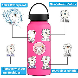 Tooth Stickers Decals[100Pack], Vinyl Dental Stickers Tooth Fairy Stickers Decals for Laptop Water Bottle Bumper Luggage Computer Skateboard Snowboard. Gift for Kids Girls Teens Adult