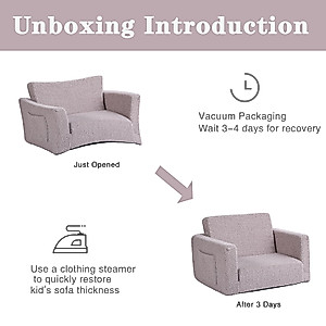 Tiita Kids Sofa, 2-in-1 Kids Sofa Chair, Convertible Children Couch to Lounger, Flip Out Kids Sofa Chair, Toddler Armrest Chair Bed, Folding Kids Play Sofa for Girl or Boy (Grey)