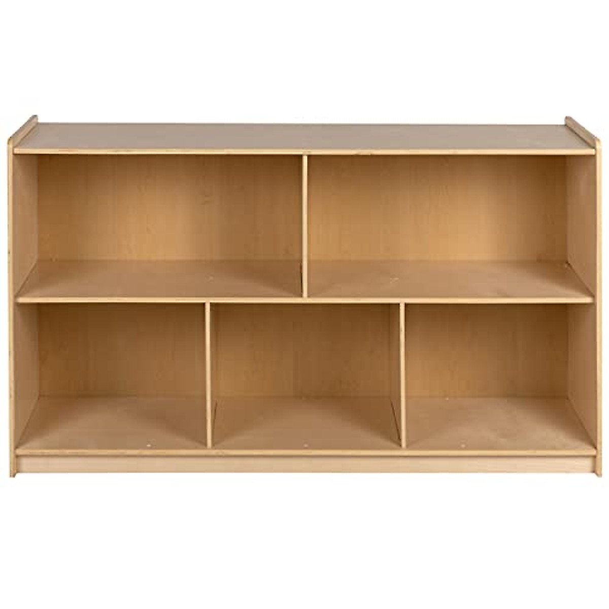 Flash Furniture Wooden 5 Section School Classroom Storage Cabinet for Commercial or Home Use - Safe, Kid Friendly Design - 30"H x 48"L (Natural)