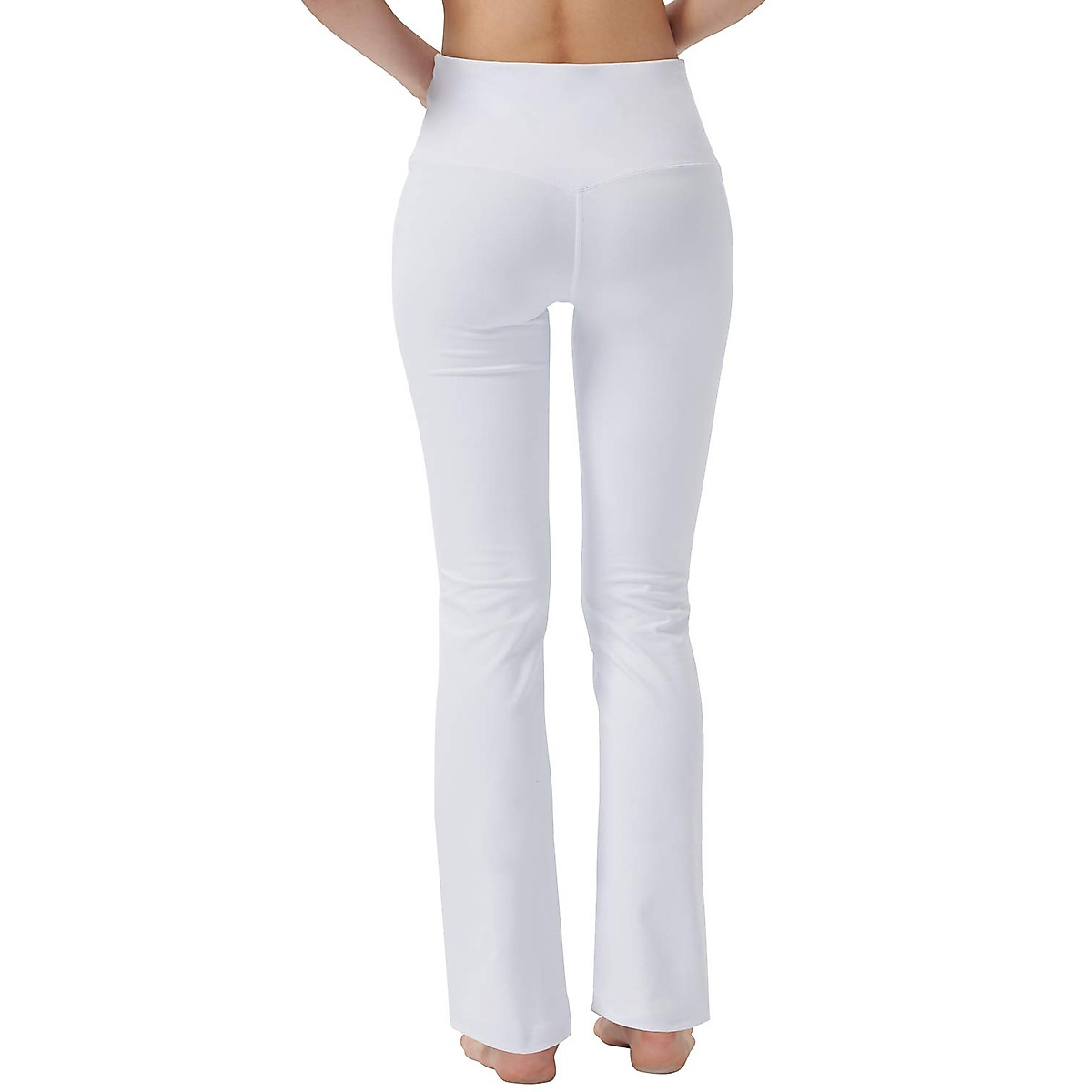 Knsbk Bootcut Yoga Pants for Women with Hidden Pockets High Waist Workout Pants Tummy Control Dress Bootleg Work Pants(White,X-Small)