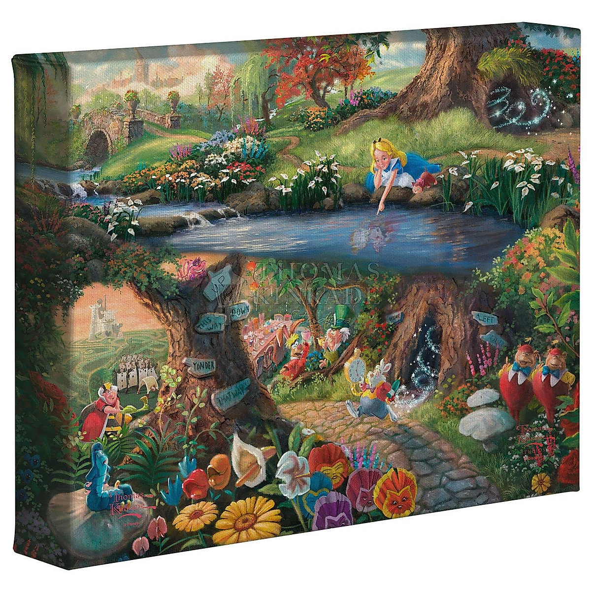 Thomas Kinkade Disney Alice in Wonderland 8" x 10" Gallery Wrapped Canvas Art | Frameless Room Wall Art | Certificate of Authenticity Included