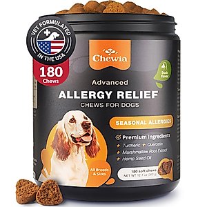 Dog Allergy Relief Chews - Itch Relief for Dogs - Anti Itch - Dog Allergy Chews - US Formulated Dog Itching Skin Relief with Salmon Oil - Immune Health, Seasonal Allergies & Hot Spots Support Treats