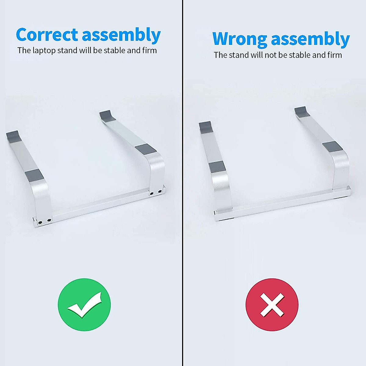 Laptop Stand for Desk，Stable MacBook Pro Stand，Ergonomic Aluminum Computer Riser for 12 13 15 16.2 inch ，Computer Cooling Stand for Mac MacBook Pro Air,HP, Dell, More PC Notebook (Silver)