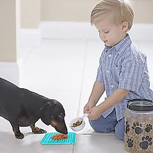 Lick Mat for Dogs 2 Pack Non-Slip Slow Feeders Licking Mat with Suction Cups for Anxiety Relief Include One Spatula for Scooping Out Dog Treat&Cat Food (Purple&Cyan)