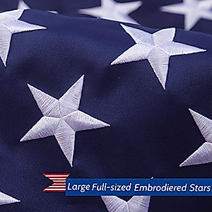 TNS American Flag, American Flags 3x5 for Outside, USA US Flag, Deluxe Embroidered Stars, Heavy Duty Durable Flags Outdoor, Vivid Color, Sewn Stripes, Brass Grommets(3x5 FT)