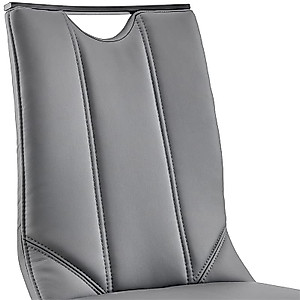 Armen Living Pacific Dining Room Accent Chair in Grey Faux Leather Finish-Set of 2, 20" Seat Height, Black/Gray