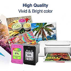 greencycle Remanufactured Ink Cartridge Compatible with HP 67XL 67 XL DeskJet 1255 2722 DeskJet Plus 4122 4123 4132 Envy 6052 6055 Envy Pro 6452 6455 Printers (Black 1 Pack, Tri-Color 1 Pack)