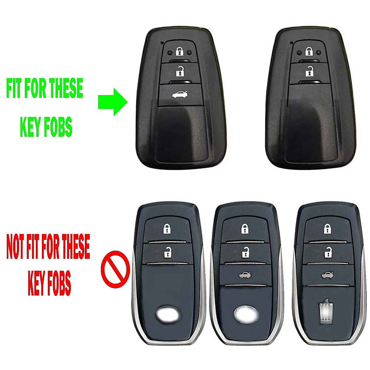 K LAKEY Toyota Key Fob Cover,Compatible with Toyota 2018-2021 Camry Corolla RAV4 Avalon Highlander C-HR Prius GT86 Key Fob,Smart Car Key Soft TPU Case Protector Key Fob with Alloy Keychain Silver