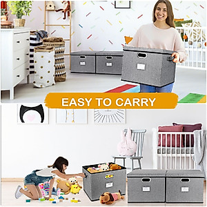 Lukeline Large Toy Box, Stackable Toy Storage Organizer, Collapsible Toy Box Chest with Lid for Nursery, Playroom, Closet, Set of 3