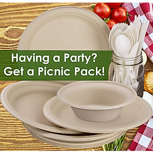 Durable Biodegradable Leak-Proof Disposable Bowls 50 Pk. Sturdy Plant-Based Gluten-Free Compostable Wheatstraw Fiber Container, Eco-Friendly Microwavable and Safe for Hot Cold or Pet Foods.