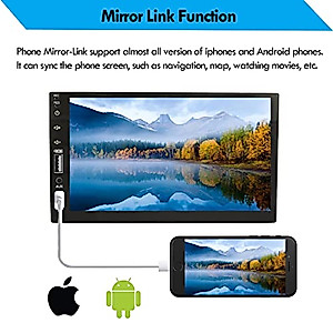 Double Din Car Stereo with Apple Carplay 7 Inch Touch Screen Radio with Bluetooth Touchscreen Auto Play Receiver with Backup Camera MP5 Audio Player Mirror Link USB AUX Head Unit System