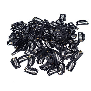 GBSTORE 20 Pcs Wig Clips Black 9-Teeth Metal Clips Snap-Comb Wig Clip for Hair Extension,32mm with Rubber DIY Wig Accessories Clips