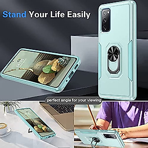 Oneagle for Samsung Galaxy S20 FE Case 5G, [4 in 1 ] S20 Fe 5G Case with [9H Glass Screen Protector+ Lens Protector] Built in [ 360° Ring Stand] Military Shockproof Phone Case for Samsung S20 Fe