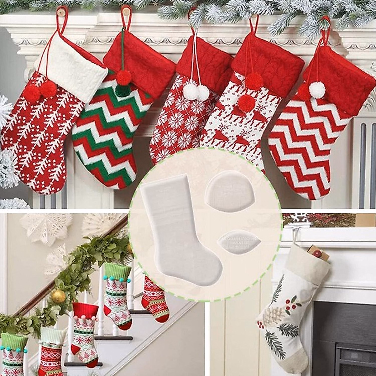 Handmade Christmas Stocking Template, 2023 New Creative DIY Christmas Eve Socks Sewing Quilting Knitting Stencil, Christmas Acrylic Sock Rulers, Home Sewing Set Tools (15 in)