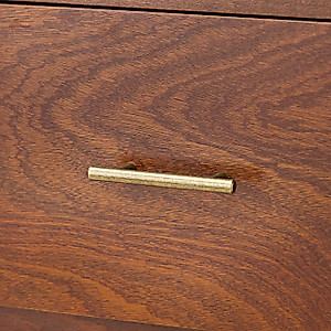 Target Marketing Systems Margo Home Office, Study Room, Vanity or Bedroom, Computer Elevated Table Top and 2 Spacious Drawers, Mid-Century Style Desk with Storage, 50” x 24”, Walnut