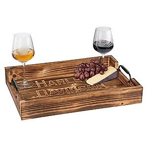 Harley-Davidson Motor Co. Solid Wood Serving Tray w/Four Coasters, Engraved Logo