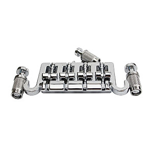Guyker 3 Point 4 String Bass Bridge Tailpiece – Zinc Alloy Bridges Tailpiece with Saddle Replacement Parts for Bass (BG004)