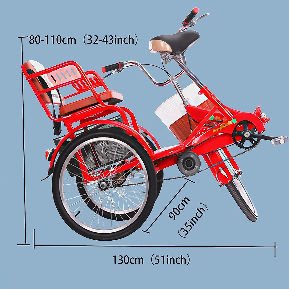 20 Inch Adult Tricycle, Cruiser Bikes Low Step-Through High Carbon Steel Frame, Three Wheel Bikes with Cargo Basket and Trunk for Seniors, Women, Men, (Color : Black)