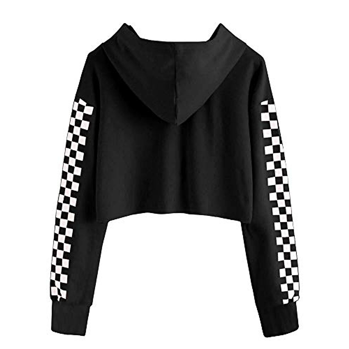 Imily Bela Kids Crop Tops Girls Hoodies Cute Plaid Long Sleeve Fashion Sweatshirts Black