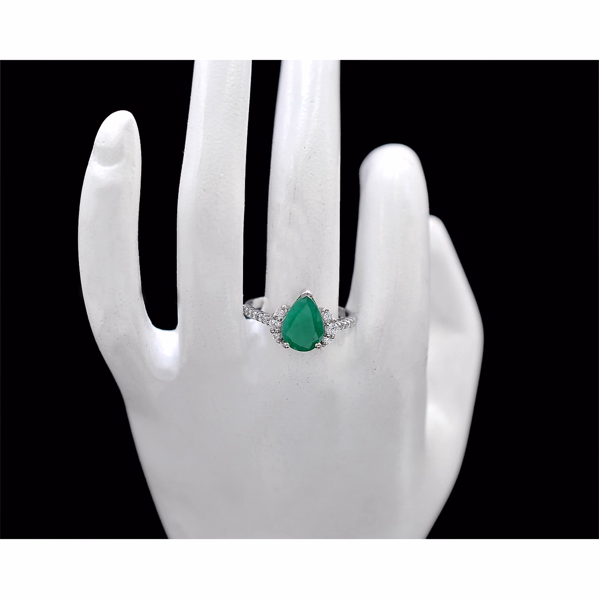 Natural 11X8 MM Green Emerald Gemstone Ring 925 Sterling Silver May Birthstone Art Deco Ring Women Engagement Ring Wedding Gift For Her (Sterling Silver, 11.25 US)