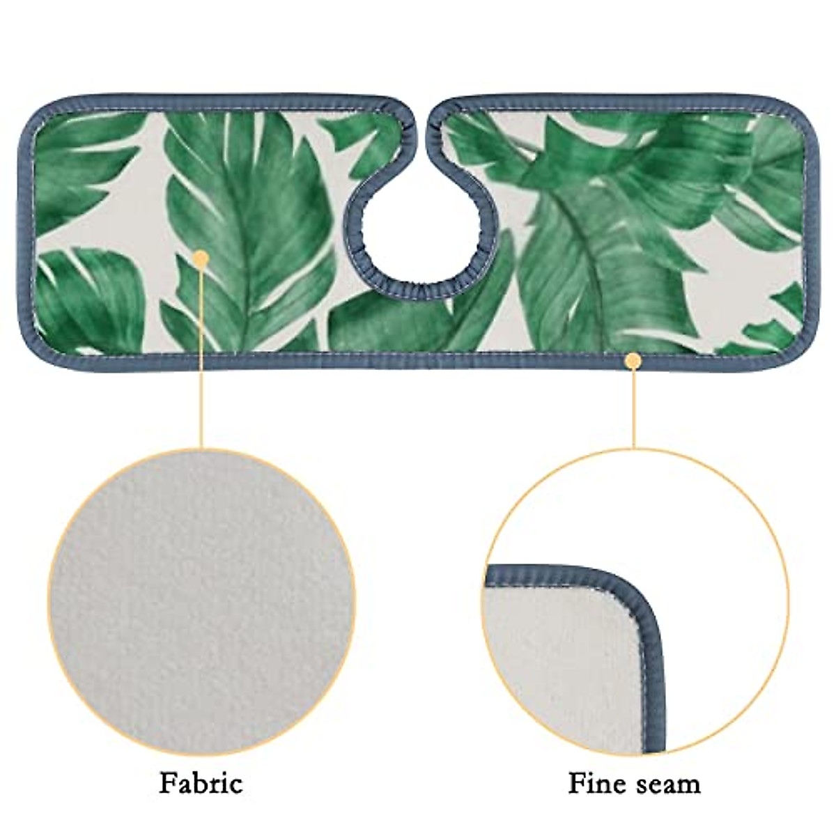Kitchen Faucet Absorbent Mat 2 Pieces Watercolor Banana Leaves Faucet Sink Splash Guard Bathroom Counter and RV,Faucet Counter Sink Water Stains Preventer