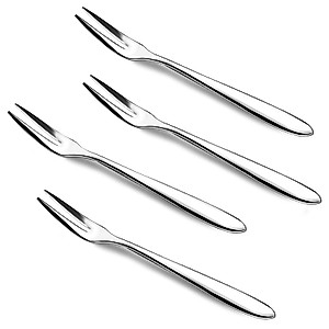 4pcs Escargot Forks Set for Dessert Cake Fruit Salad Appetizer Cocktail Crab, Stainless Steel Metal Small Tasting Pastry Forks Mirror Polished, Silver Table Dinner Forks Dishwasher Safe for Party