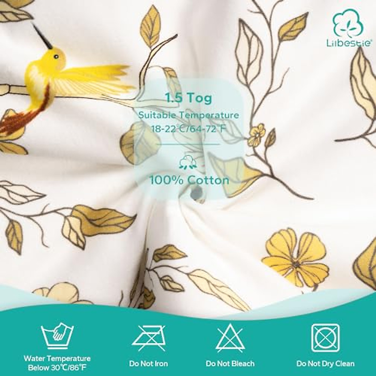 LILBESTIE Toddler Sleep Sack with Feet, 1.5 TOG Sleep Sack with Legs, Baby Wearable Blanket Sleeveless Cotton Baby Sleeping Bag 2T-3T - Bird L