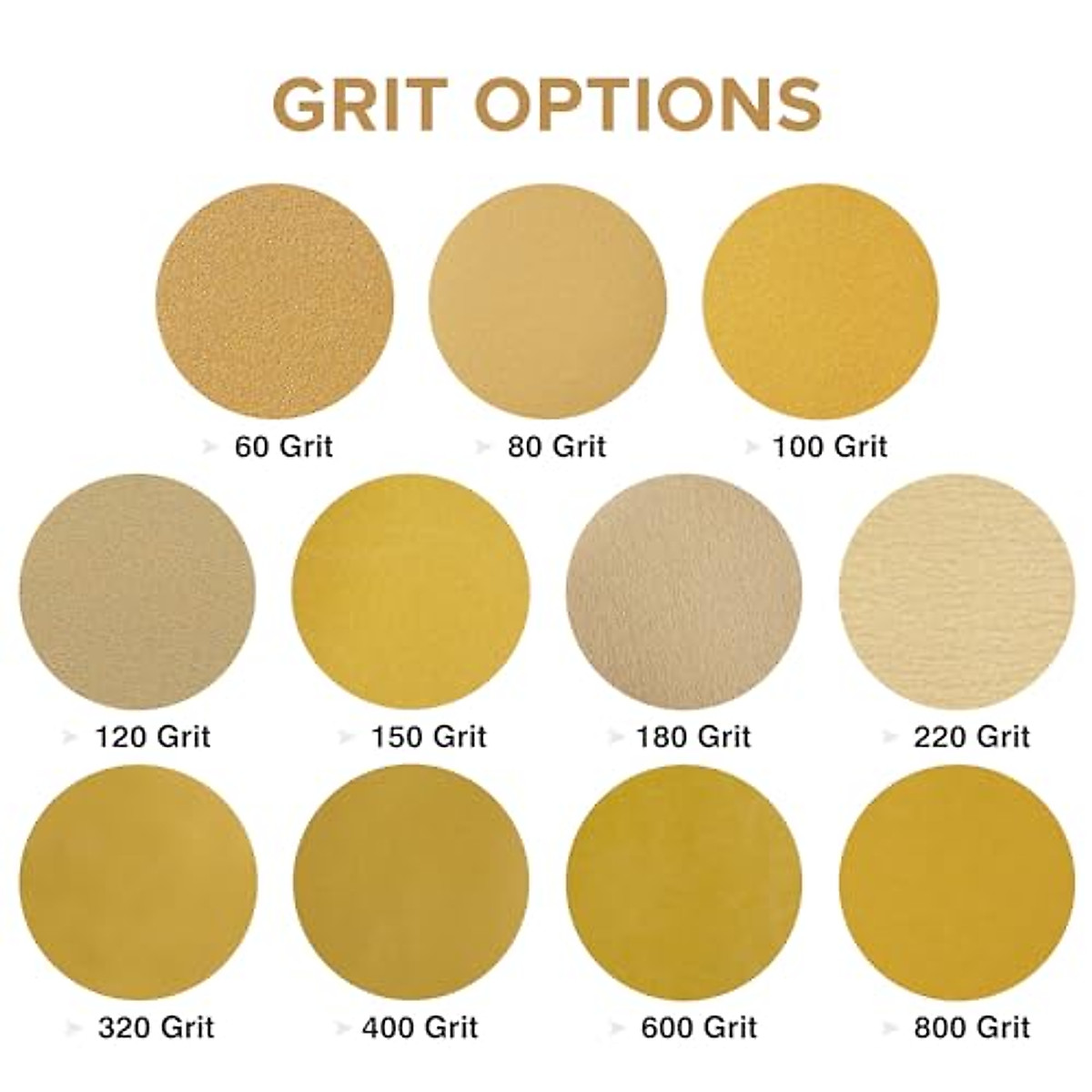 Shawya 100 PCS 6 Inch Gold PSA Sanding Discs 80 Grit Self Adhesive Sticky-Back Sandpaper for DA Sander Automotive Car Paint Woodworking Wood Metal Finishing