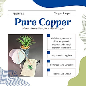 100% Pure Copper Tongue Scraper for Adults - Heavy-Duty, Rust-Proof, Long-Lasting Oral Care - Travel Tongue Scraper Ayurvedic with Case - PURE EARTH essentials (1 Piece/Pack)