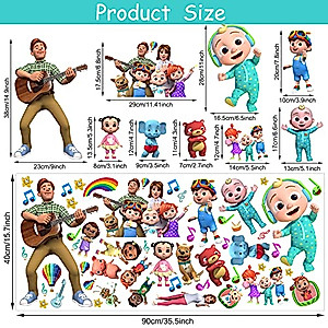 Cartoon Wall Decals Waterproof Peel and Stick Wall Decoration Stickers for Boys Girls Bedroom Bathroom Living Room Kitchen Nursery Playroom Decor