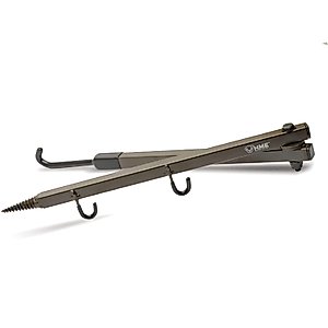 HME Durable Secure Convenient Portable Folding Tree Stand Bow Hanger w/Two Accessory Hooks - Extends to 20", Folds to 10", Olive