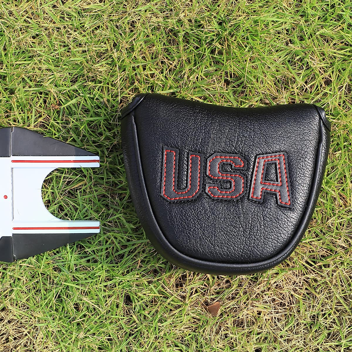 Golf Putter Cover, Putter Headcovers Golf Club Head Covers Putter Headcover for Blade Leather Golf Mallet Putter Head Covers with Magnetic for All Brands USA Style