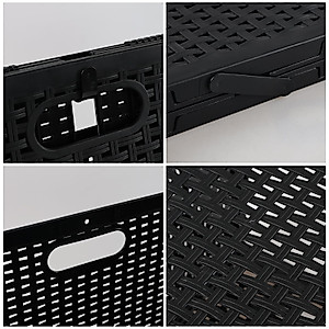 Melontray 42 L Tall Plastic Laundry Hamper, Collapsible Laundry Baskets with Cut Out Handle, Black