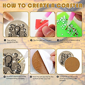 8 PCS Vintage Nautical Diamond Art Coasters Kits with Holder DIY Crab Starfish Compass Diamond Art Coaster Non Slip Coaster for Adults Diamond for Xmas Present