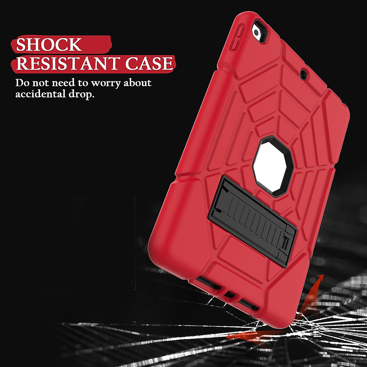 ZoneFoker for iPad 9th Generation Case, for 8th/7th Generation Case 10.2 inch 2021/2020/2019, Heavy Duty Strudy Shockproof 3-Layer Rugged Cover with Stand for Kids Boys (Red+Black)