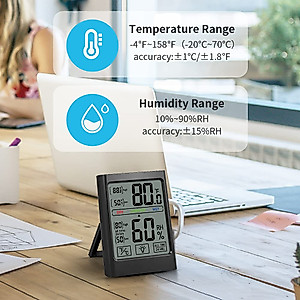 Digital Hygrometer Indoor Thermometer Humidity Meter Room Thermometer with Temperature and Humidity Monitor (Black)